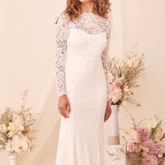 Lulus | Dresses | Nwt Farida White Lace Bridal Gown Size Medium | Poshmark